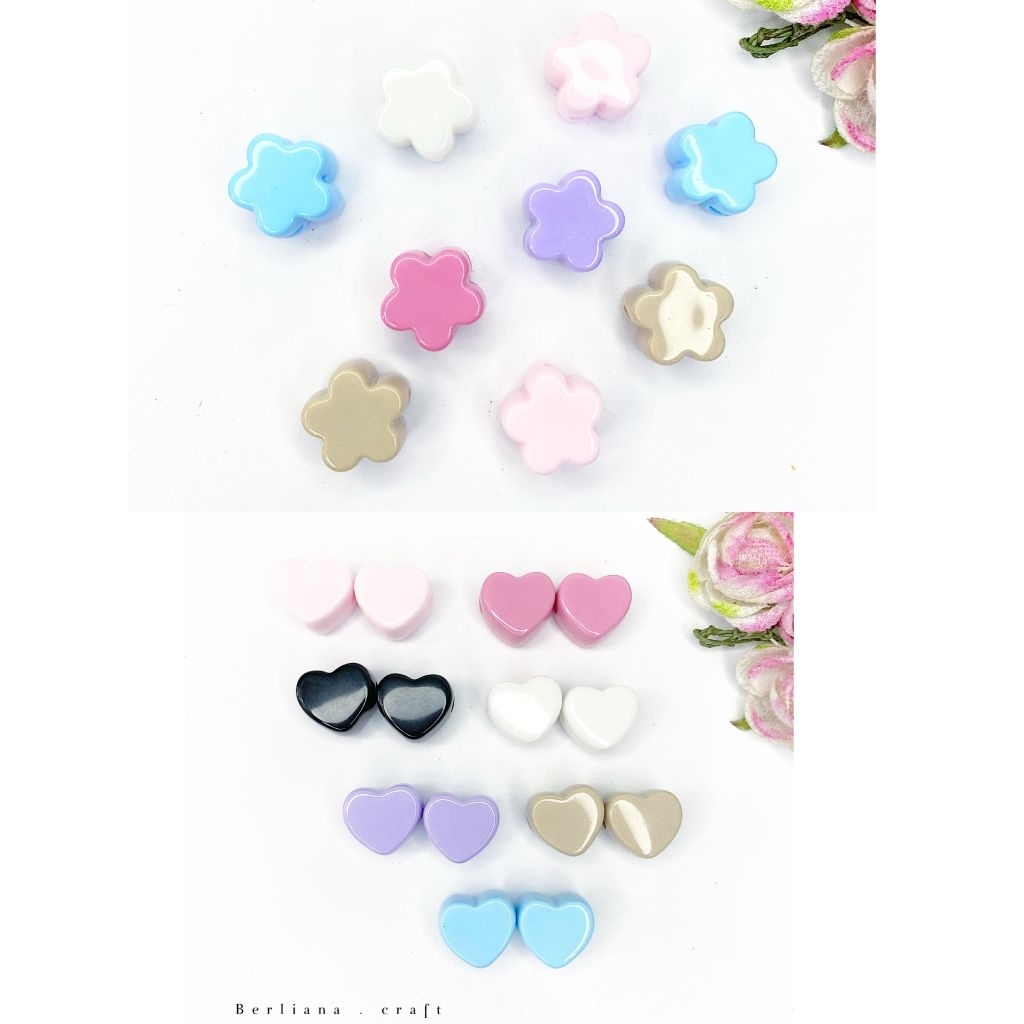 Jual (15 g) Mote Bunga Dan Love Jumbo Lubang Besar*Min Order 20k ...