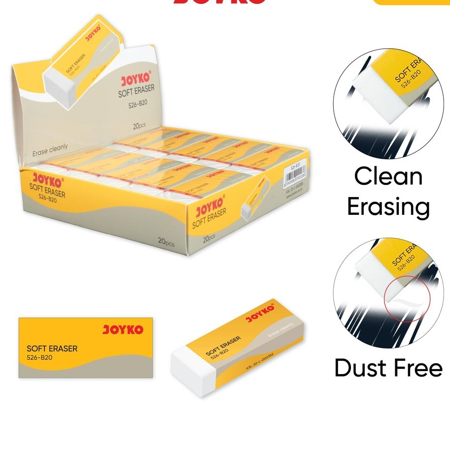 Jual (GROSIR PAK = 20 PCS) JOYKO Eraser Penghapus 1 Pack PAK ER-526-B20 WHITE PUTIH | Shopee ...