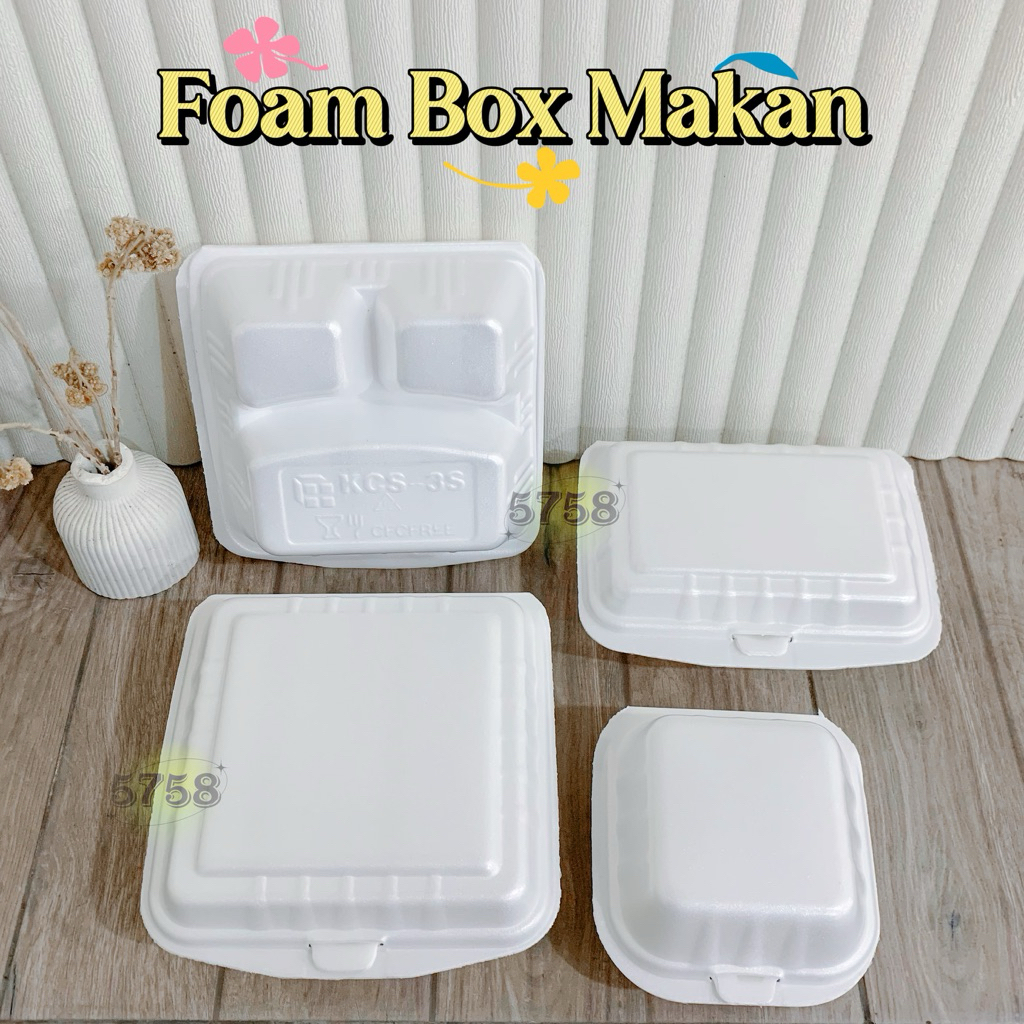 Jual [PACK] FOAM KOTAK MAKAN BURGER BUBUR POLOS SEKAT STYROFOAM MIE ...