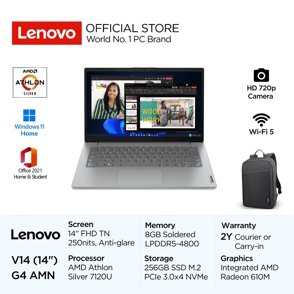 Jual Lenovo V14 G4 AMN Athlon Silver 7120U 8GB 256GB W11+OHS 14 ...