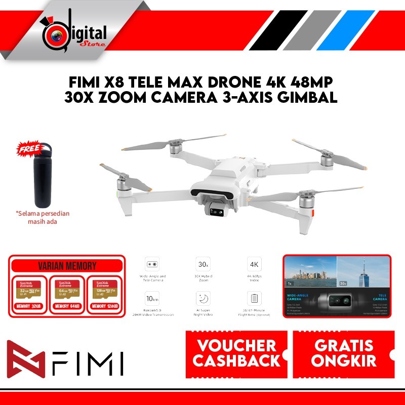 Jual FIMI X8 TELE MAX Drone 4K 48MP 30x Zoom Camera 3-Axis Gimbal 20KM 47 Min Flight Time Drone ...