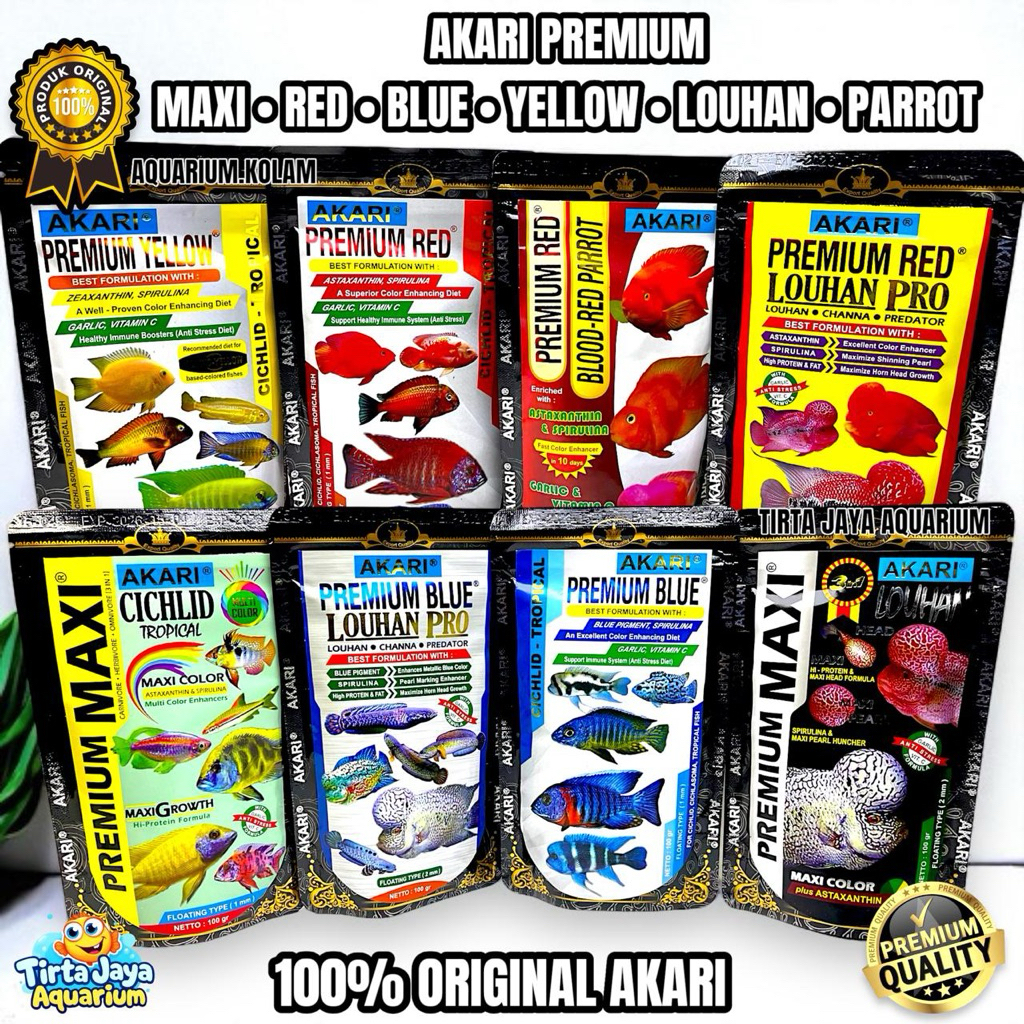 Jual PELET IKAN AKARI PREMIUM MAXI BLUE YELLOW RED PARROT GOLDFISH ...