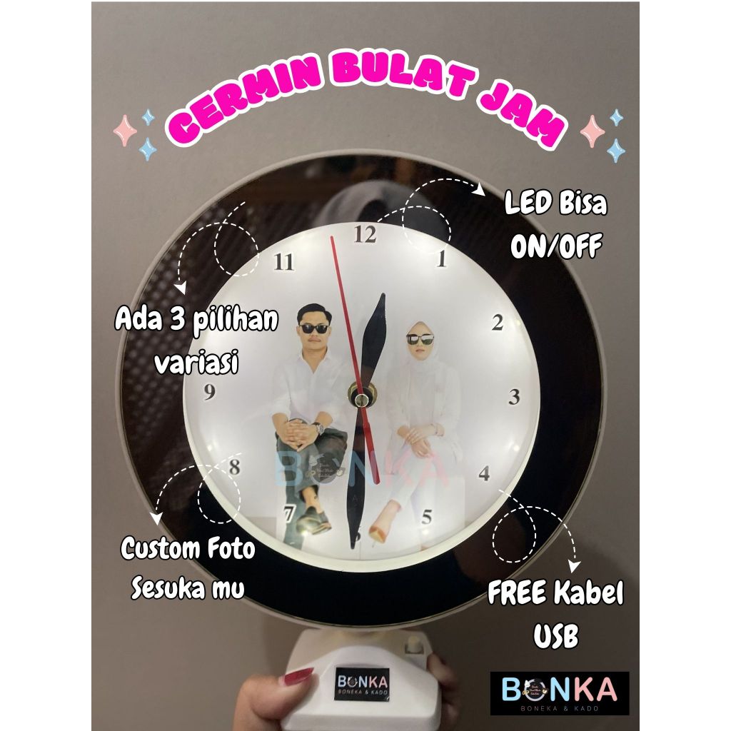 Jual Cermin Ajaib Jam Bulat Kado Anniversary Ultah Pacar Custom Desain ...