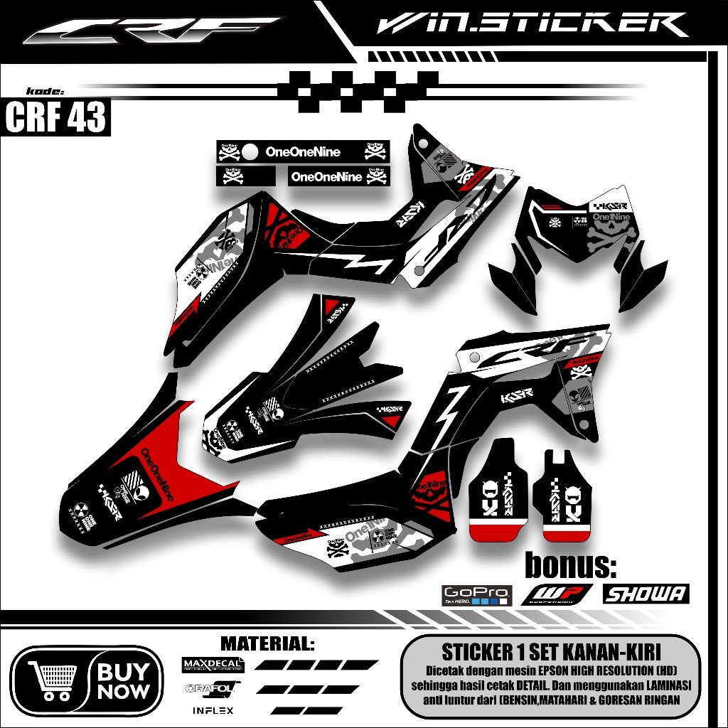 Jual COD DECAL KEREN TICKER TRAIL SUPERMOTO CRF 150L MINIMALIS FULLBODY ...