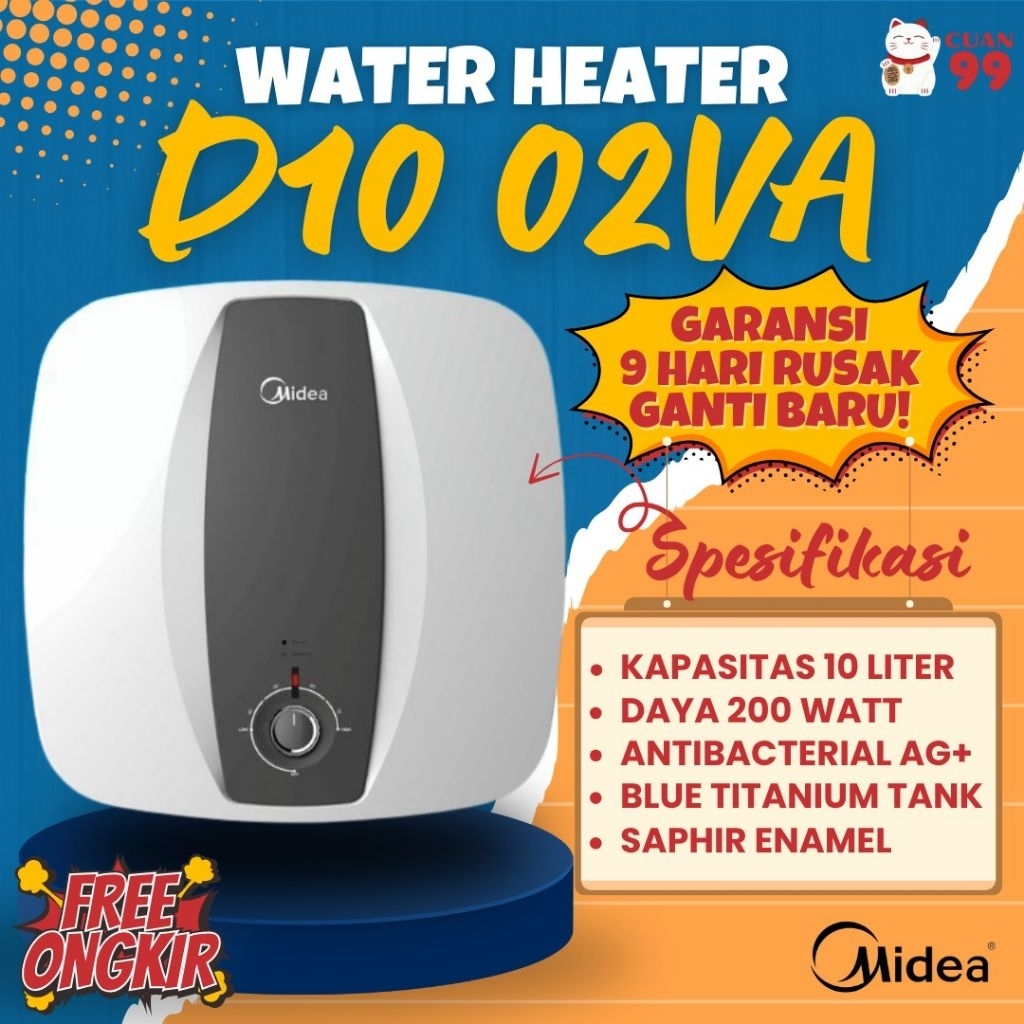 Jual Midea Water Heater 10 Liter D10 02VA / D10 02 VA 200WATT PROMOO MANTULLL | Shopee Indonesia