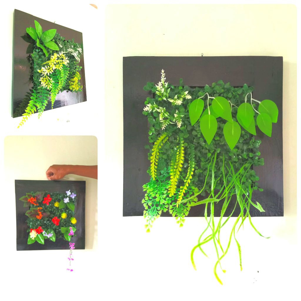 Jual Taman dinding frame vertical garden daun bunga hias artificial ...