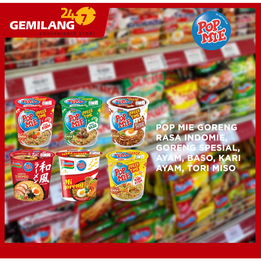 Jual POP MIE GORENG RASA INDOMIE, GORENG SPESIAL, AYAM, BASO, KARI AYAM ...
