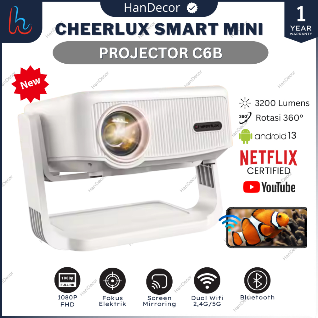 Jual Proyektor Cheerlux C6B Android Netflix Wifi Support Screen ...