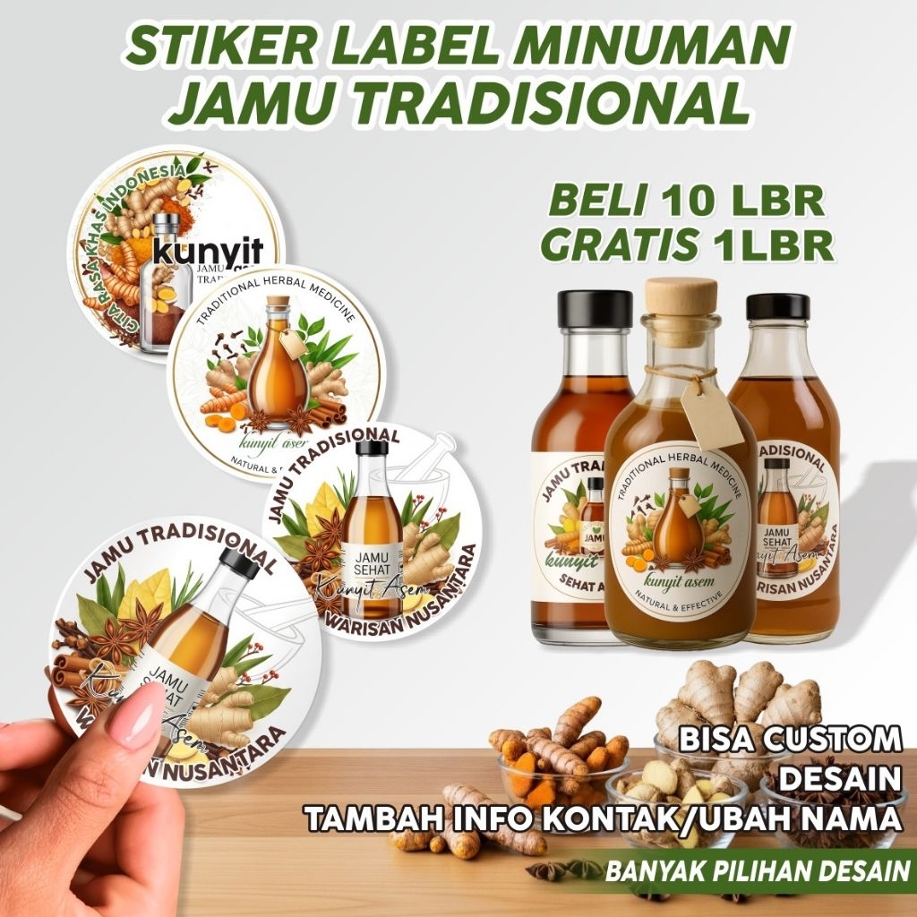 Jual Isi 54 pcs stiker label jamu tradisional stiker botol jamu stiker ...