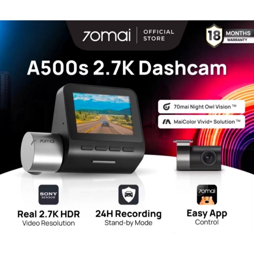 Jual 70mai Dash Cam Pro Plus A500s Set 1944P GPS ADAS(Front +Rear ...