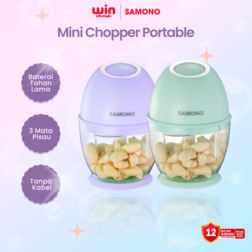 Jual Samono Mini Chopper Portable MPASI Kapasitas 450ml Penggiling ...