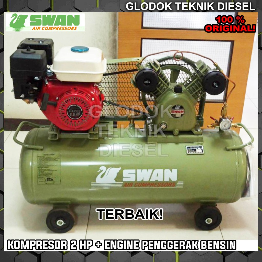 Jual SWAN Air Compressor 2 HP + GX Engine Bensin Kompresor Angin ...