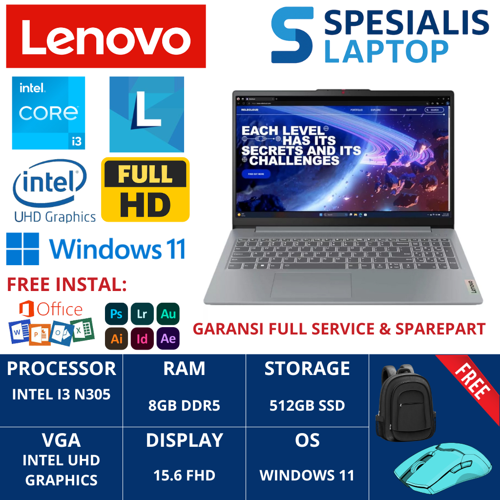 Jual Lenovo IdeaPad Slim 3i 15 Intel Core I3 N305 RAM 8GB DDR5 256GB ...
