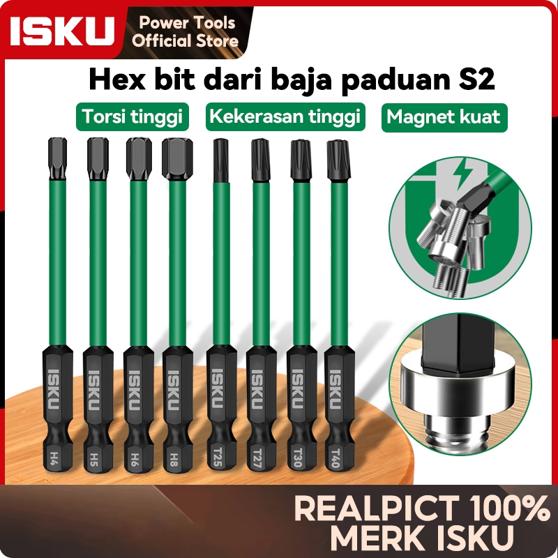 Jual ISKU 8pcs Kunci Mata Obeng Set HEX & torx dalam Key Baja S2 Set 9 ...
