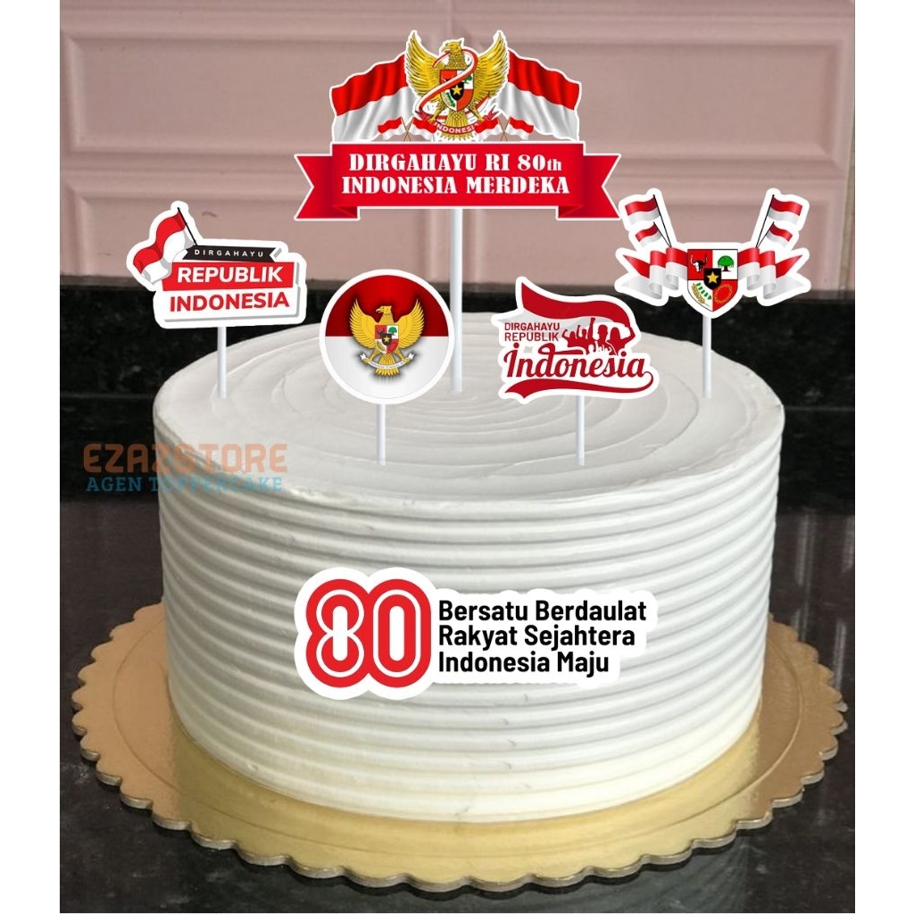 Jual toppercake HUT RI 80/topper kemerdekaan 2025/hiasan kue tema 17 ...