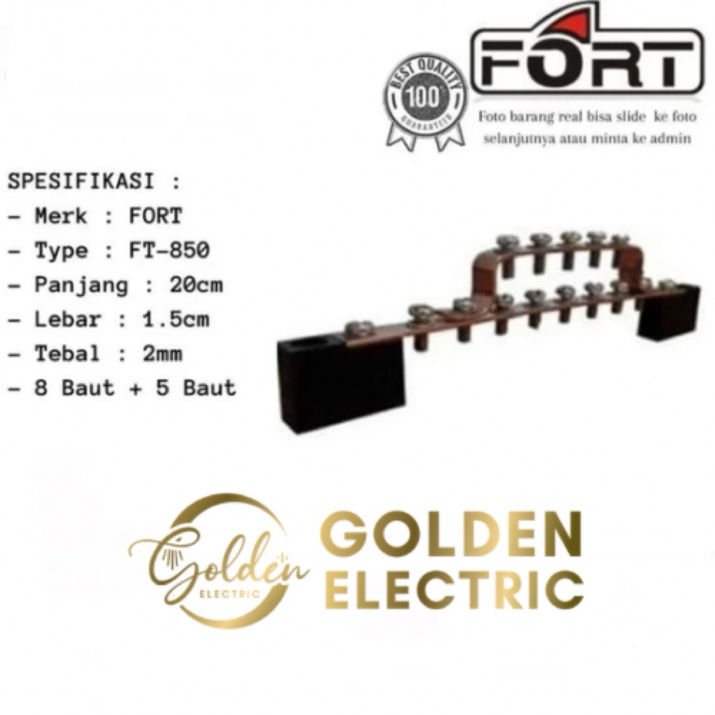 Jual Busbar 0 Arde Nol Arde Tembaga Grounding FT-850 FORT 8 Screw + 5 ...