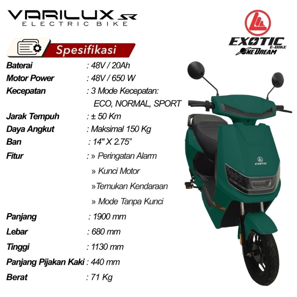 Jual Sepeda Listrik Exotic Varilux LX, Varilux Pro, Varilux SR Terbaru ...