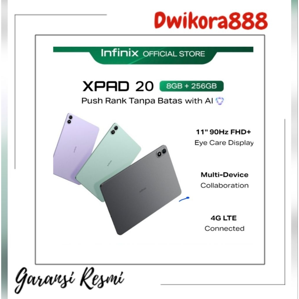 Jual INFINIX X PAD 20 RAM 8+8/256 JARINGAN 4G BISA KARTU GARANSI RESMI ...