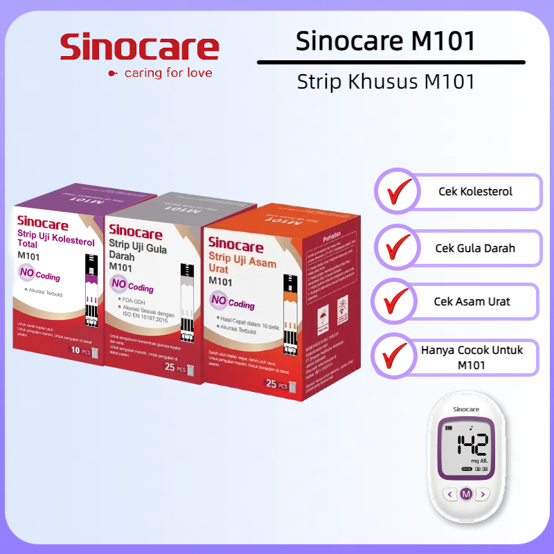 Jual 【Expired Masih Lama】Strip Alat Cek 3in1 Sinocare M101 Tanpa Coding ...