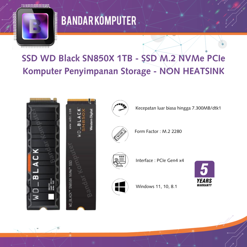 Jual SSD WD Black SN850X 1TB - SSD M.2 NVMe PCIe Komputer Penyimpanan ...
