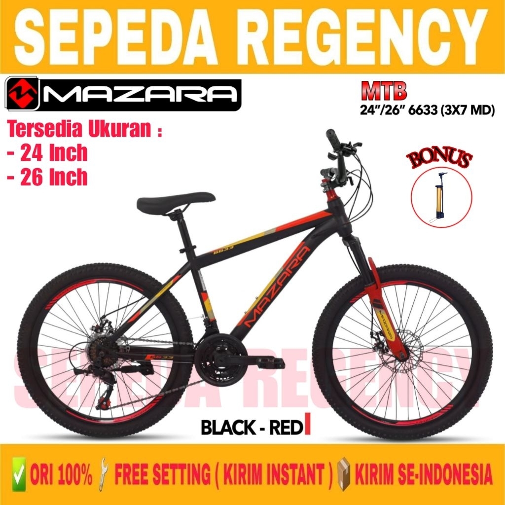 Jual Sepeda Gunung MTB MAZARA 6633 Ukuran 24 16 Inch 21 Speed ...