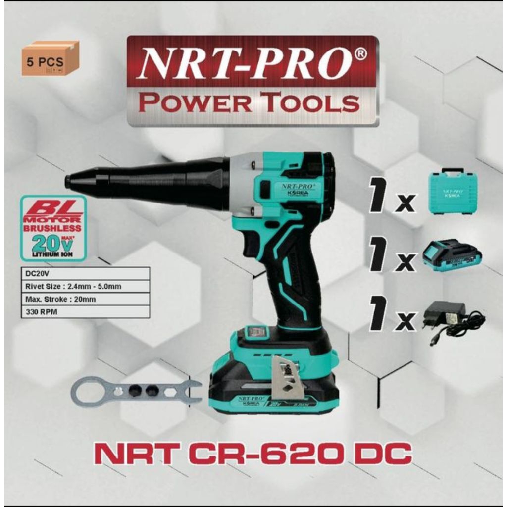 Jual Mesin Rivet Portable NRT Pro CR 620 DC Rivet Cordless Baterai 12v ...