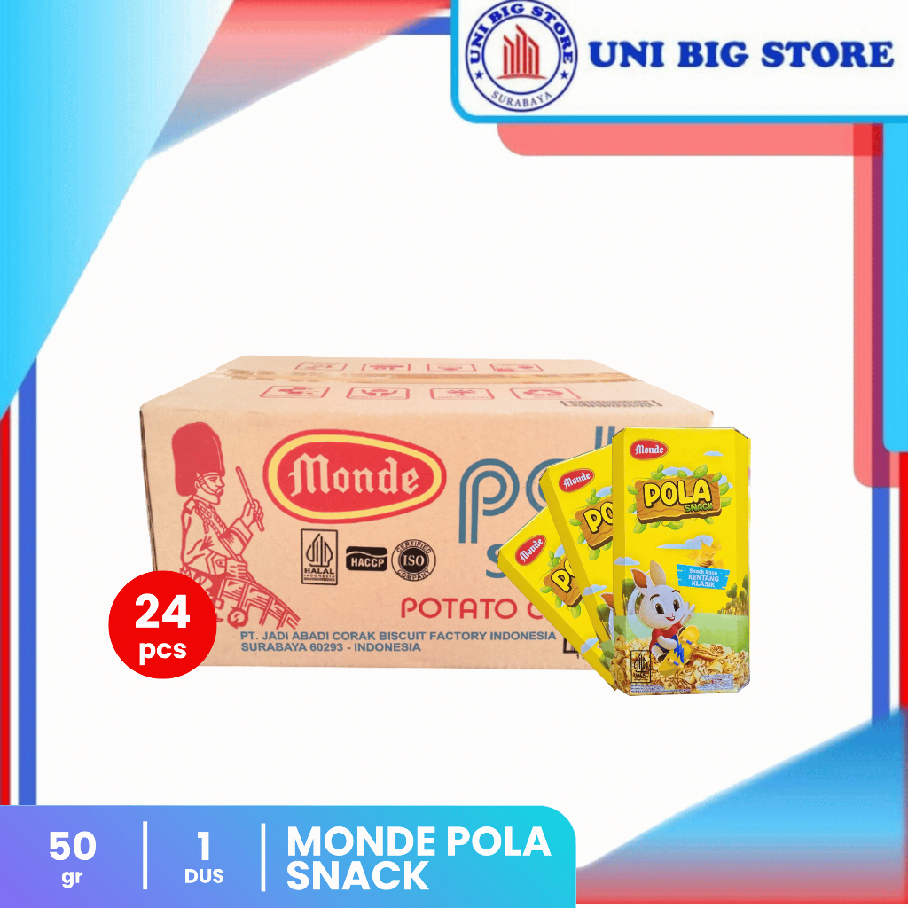 Jual Monde Pola Snack 50 gr x 24 pcs DUS Biskuit Kentang Gurih | Shopee ...