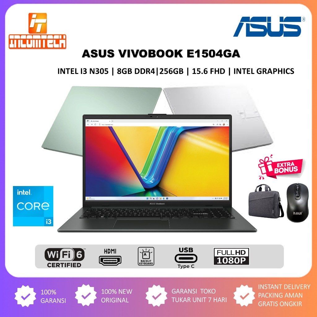 Jual Laptop Asus Vivobook GO 15 E1504GA Intel i3 N305 8GB 512GB SSD ...