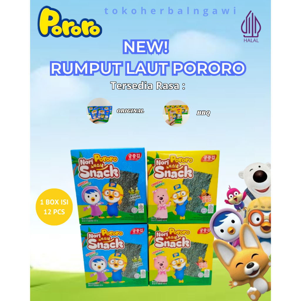 Jual ( 1 BOX ) PORORO NORI SNACK SACHET / PORORO NORI SNACK | Shopee ...