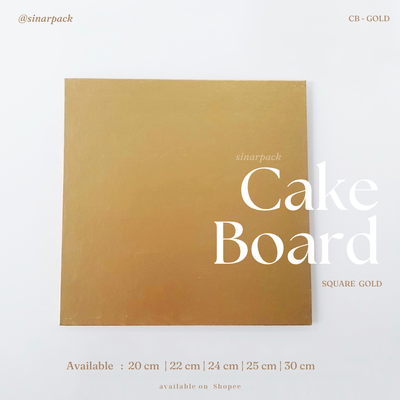 Jual Tatakan Kue Gold Kotak 22 CM / Alas Kue Gold Kotak / Cake Board ...