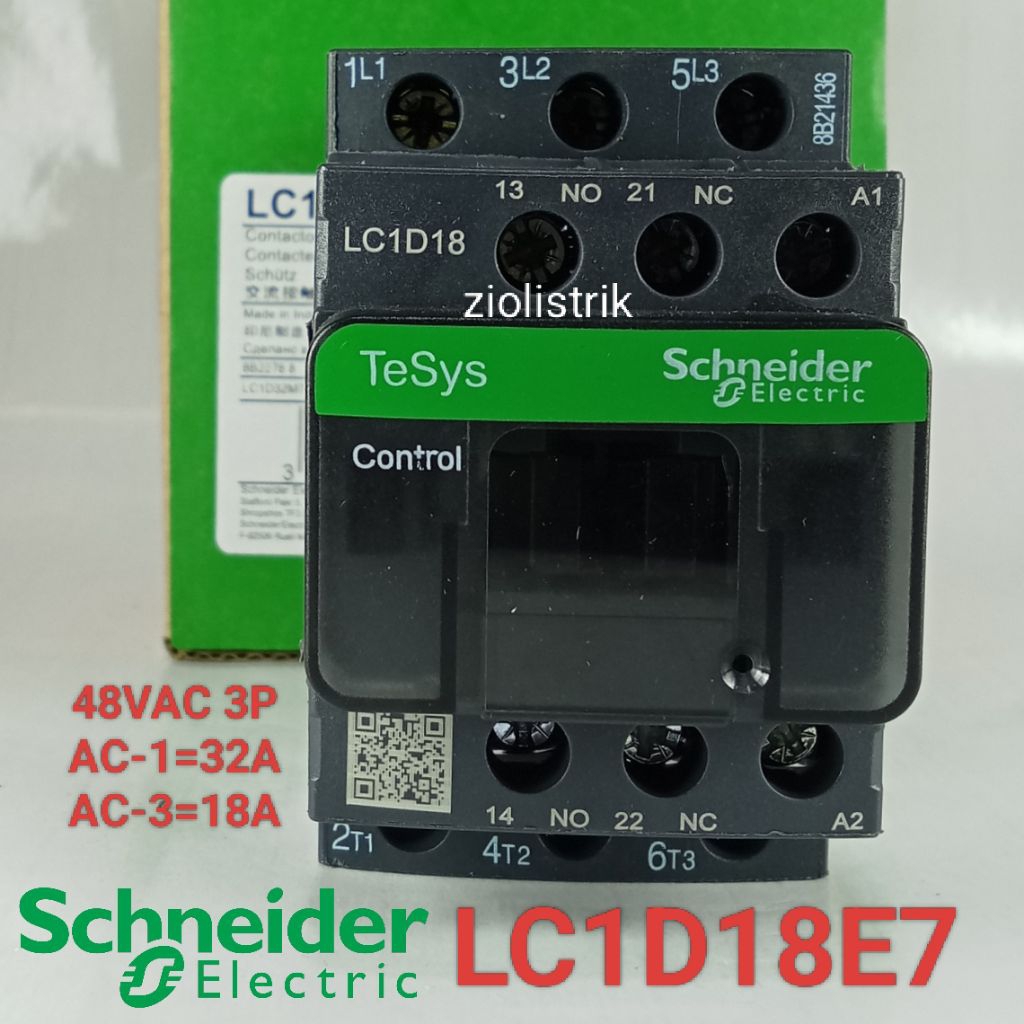 Jual Contactor Schneider LC1D18E7 / LC1D-18E7 48v 3p Kontaktor LC1D18 ...
