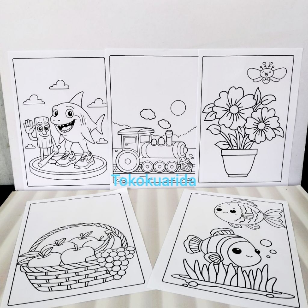 Jual Kertas Mewarnai Anak/Coloring/ Sketsa Ukuran A5 - 1 pack (10 pcs ...