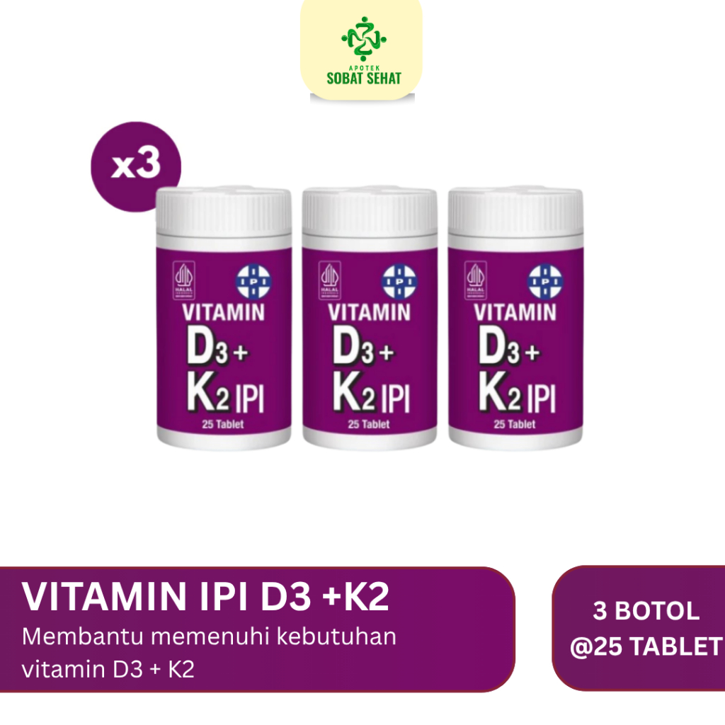 Jual [3 BOTOL] - Vitamin IPI D3 + K2 25 Tablet - Suplemen Vitamin D3 ...