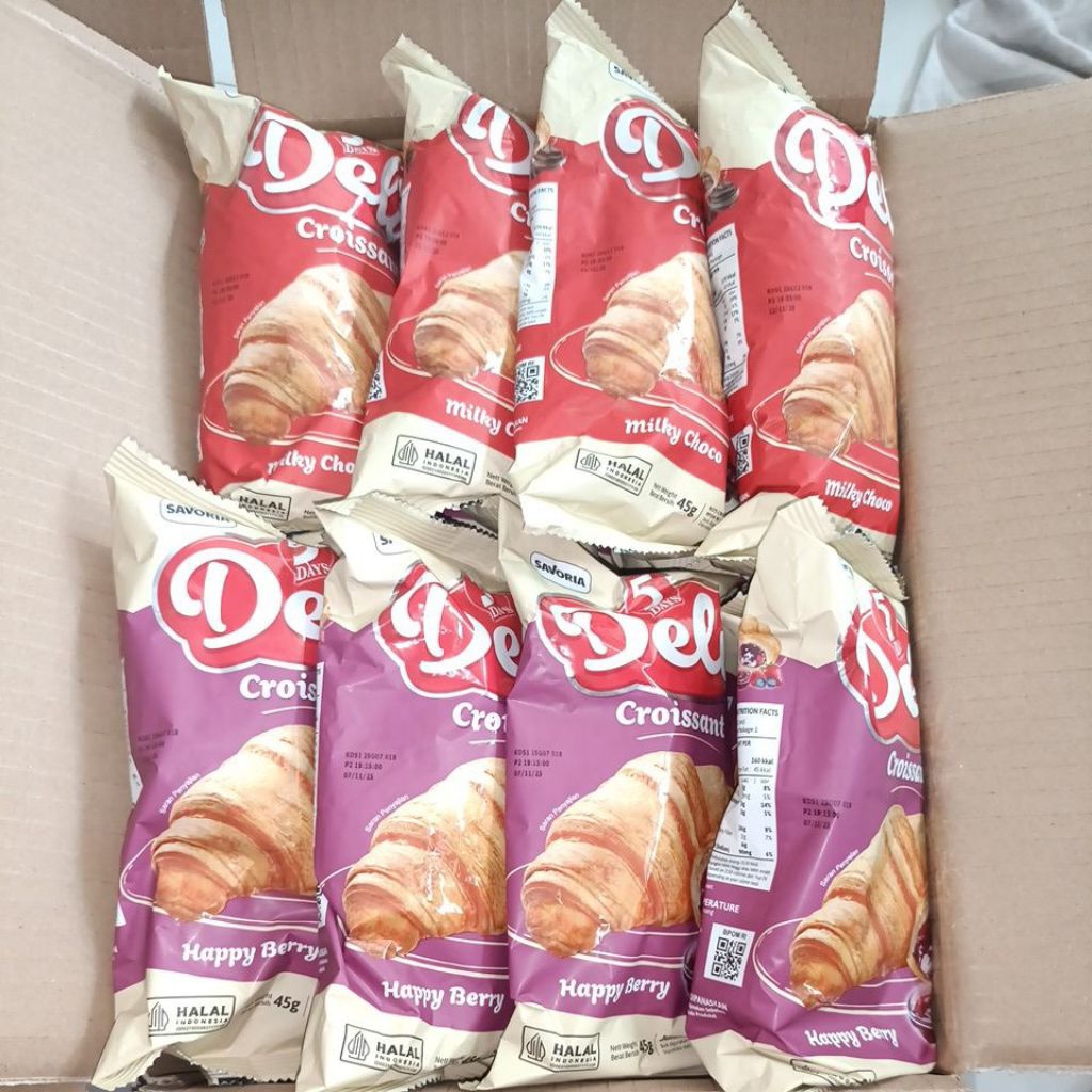 Jual 5 days croissant Deli 1 karton isi 20pcs bisa mix milky choco ...