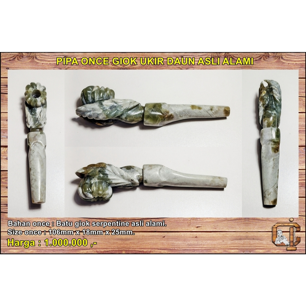 Jual Pipa once giok ukir daun asli alami. | Shopee Indonesia