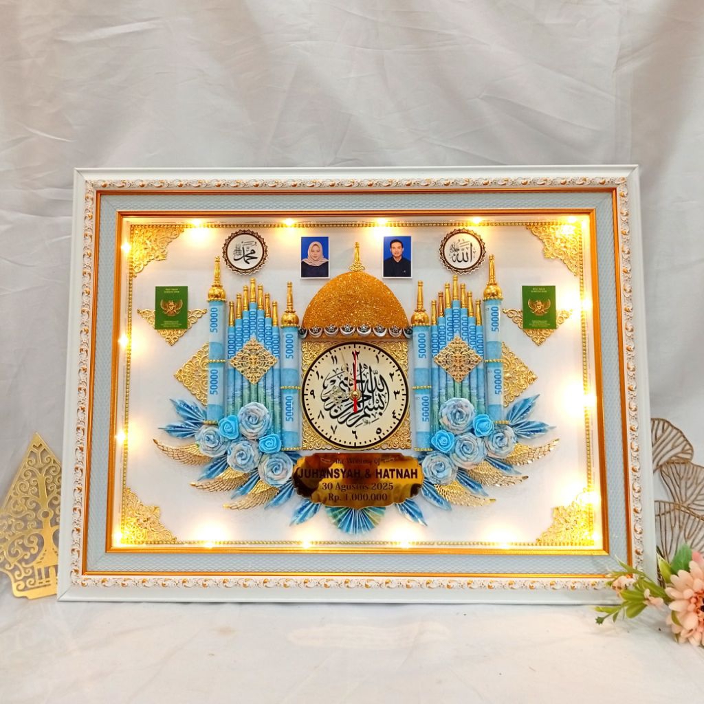 Jual Mahar Pernikahan Masjid Ukuran 45x60 cm / Mahar Islami / Mahar Jam ...