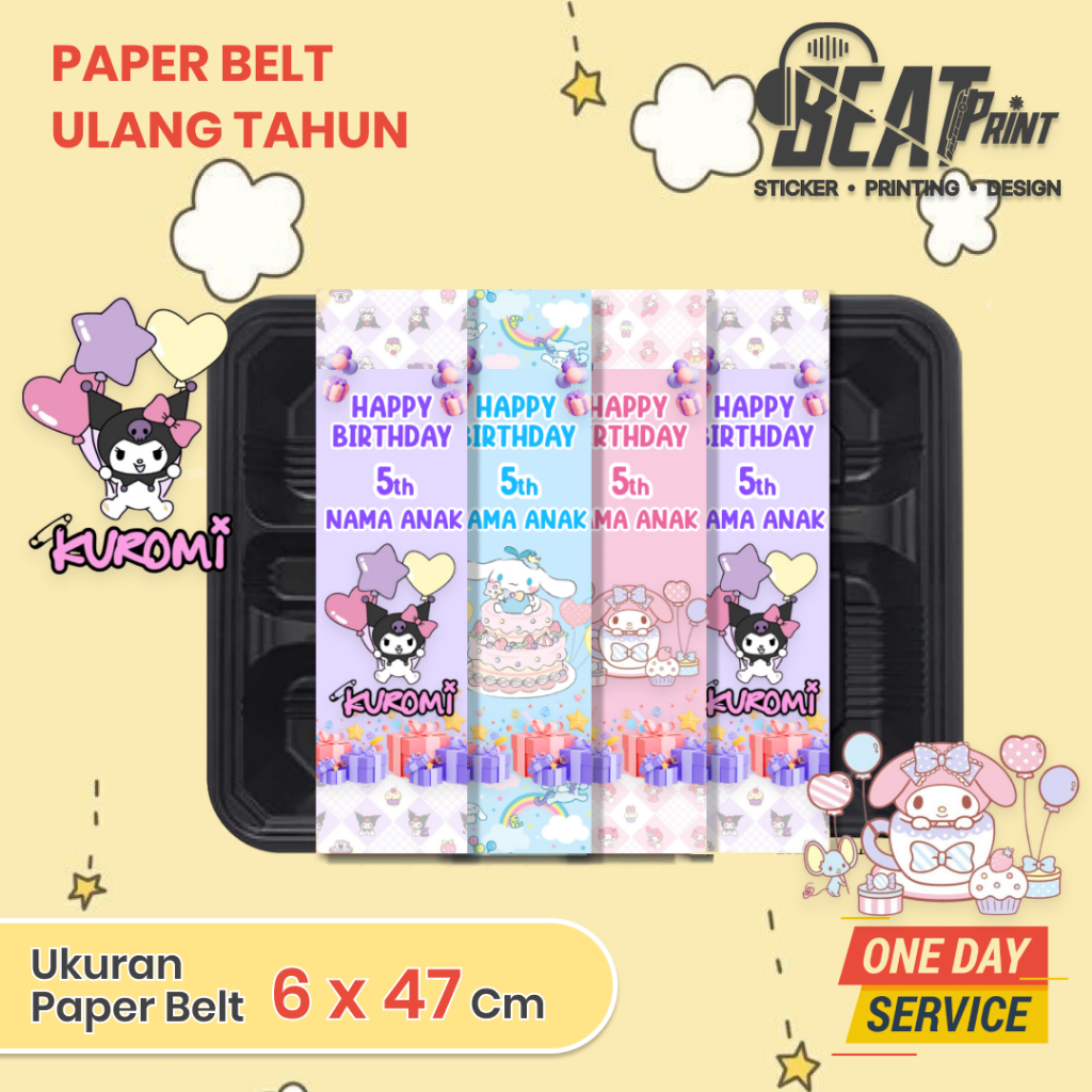 Jual BENTO BELT MY MELODY PAPER BELT BENTO BELT CINAMOROLL CUSTOM NAMA ...