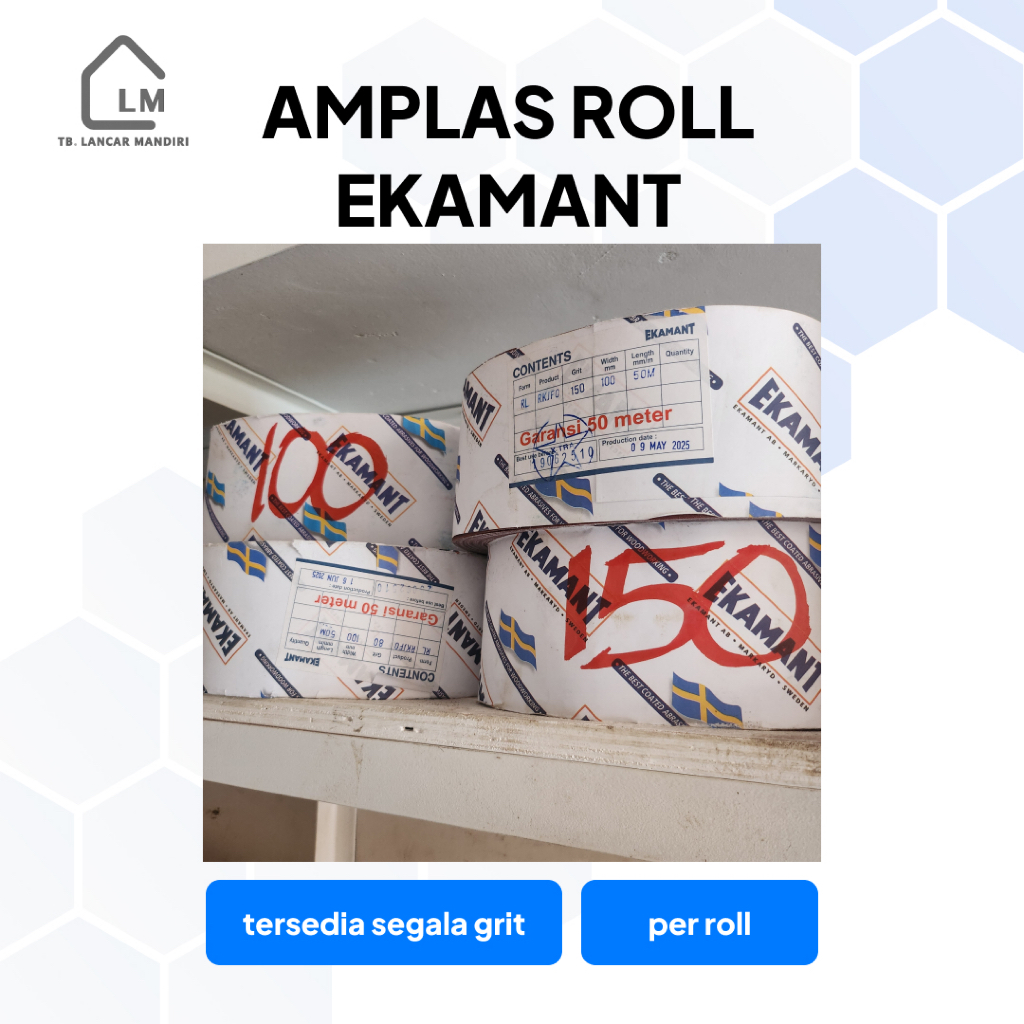 Jual Amplas Ekamant Roll RKJFO (50 mtr) Grit 60, 80, 100, 120, 150, 180 ...