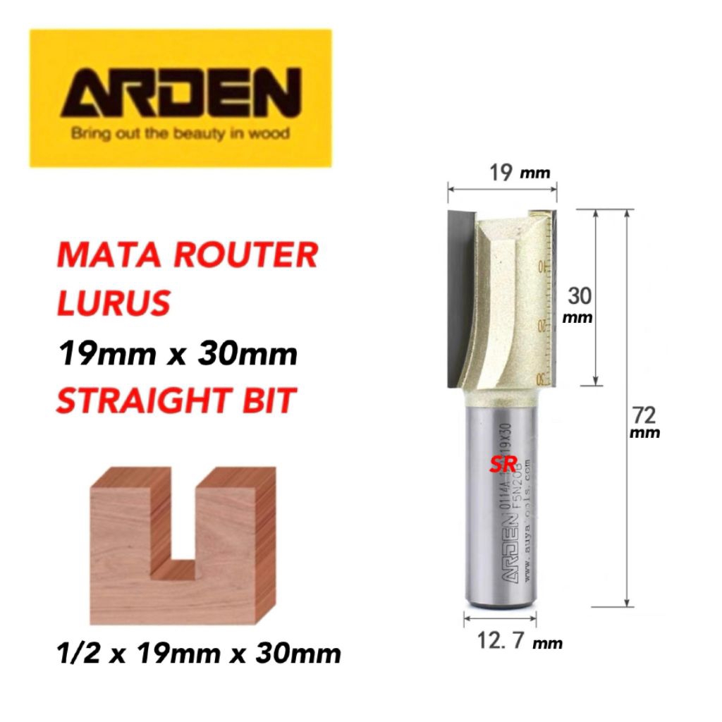 Jual Mata Router/ Profil Lurus 19mm × 30mm As 1/2 Straight Bits Merk ...