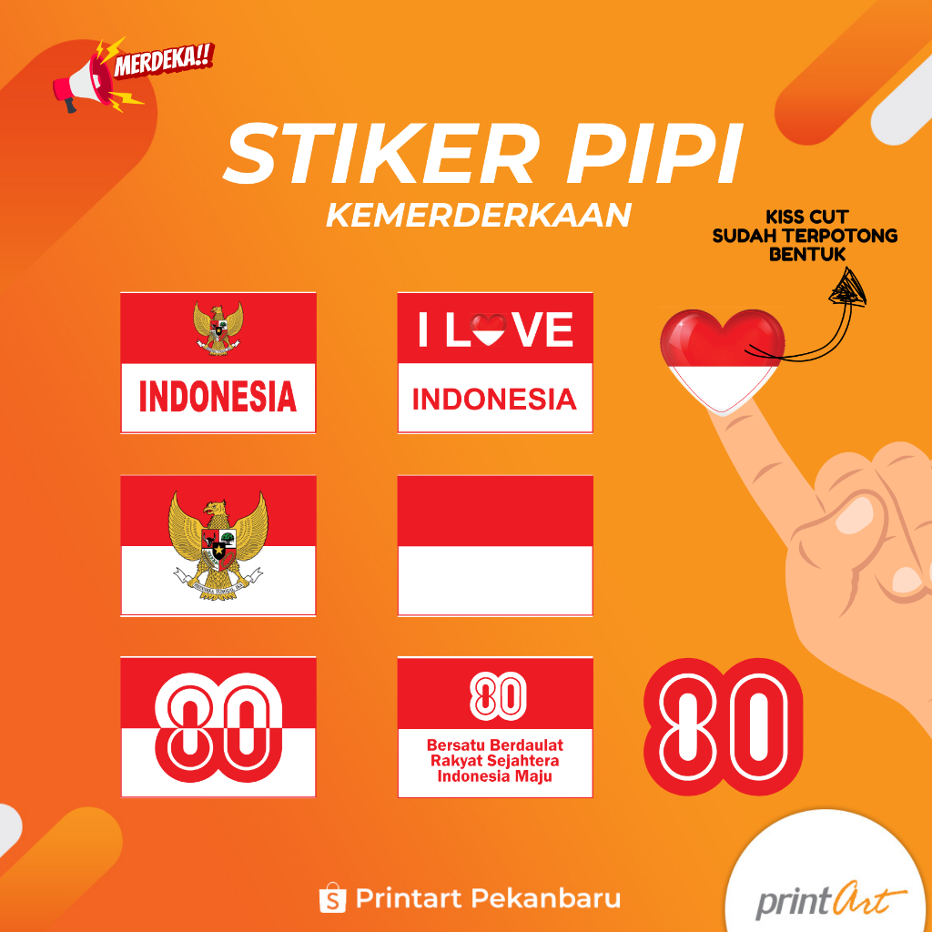 Jual PRINTART - STIKER PERSEGI PIPI AGUSTUSAN 17 AGUSTUS HUT RI ...