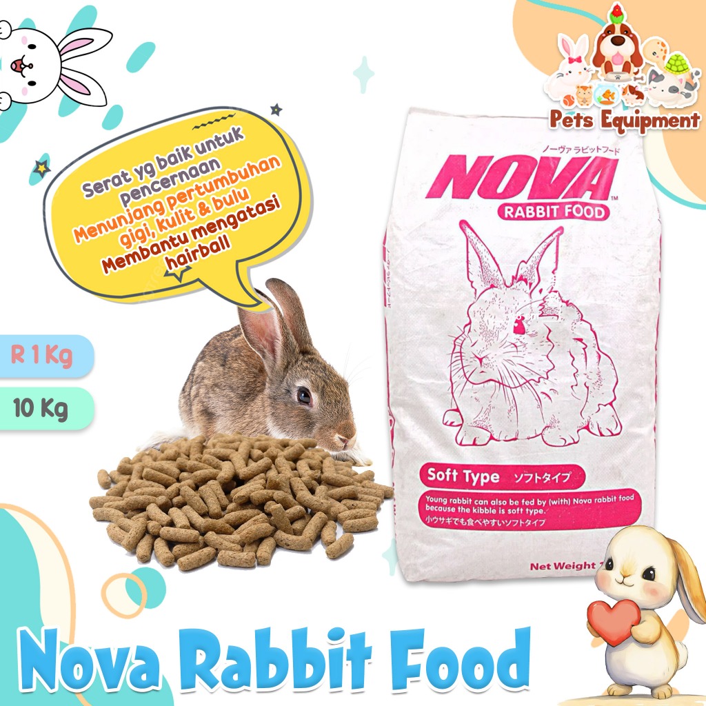 Jual NOVA RABBIT FOOD REPACK 1kg/RABBIT FOOD/MAKANAN KELINCI NOVA ...