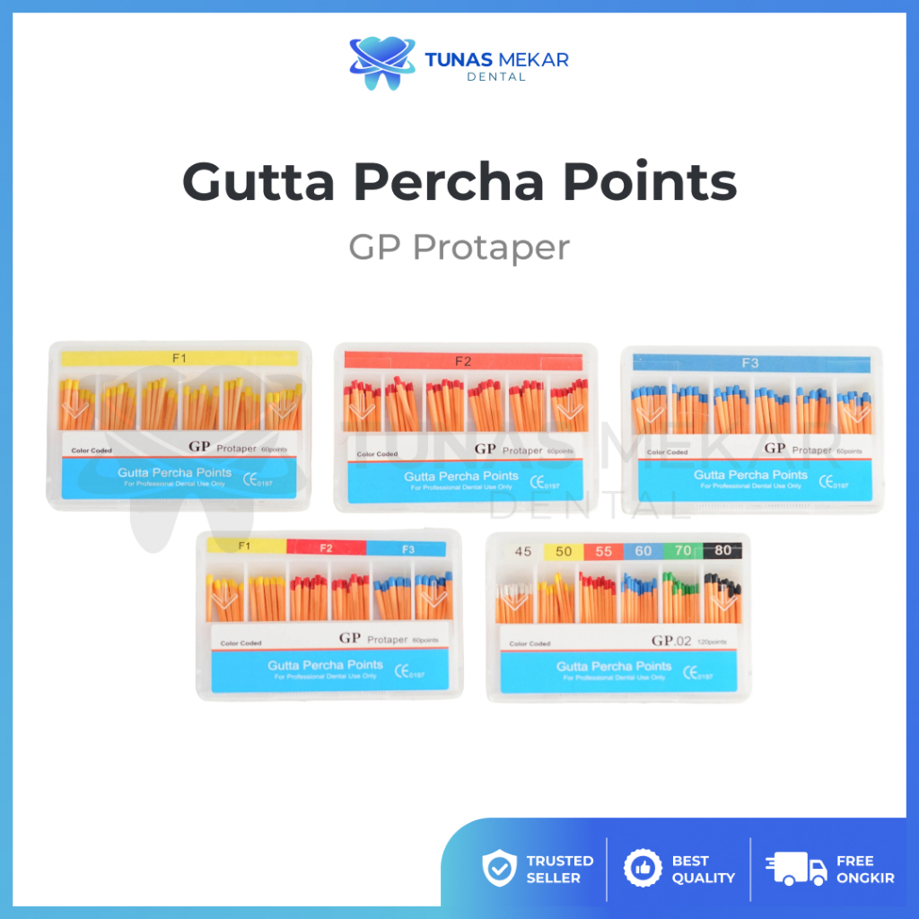 Jual Dental Gutta Guta Percha Perca Protaper Guttap F1 F2 F3 15-40 45 ...