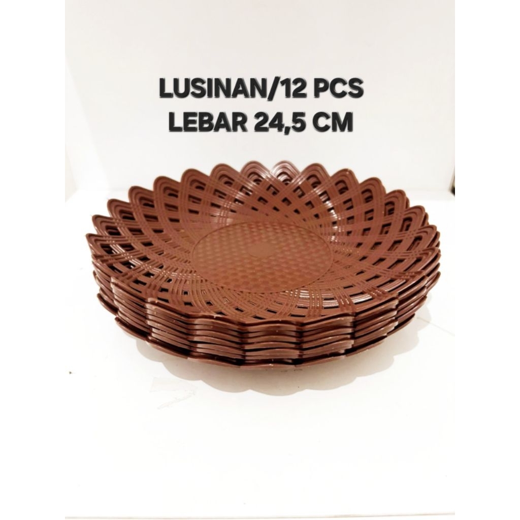 Jual Paket Hemat Piring Rotan Anyam Plastik JUMBO 25cm isi 12Pcs Warna ...