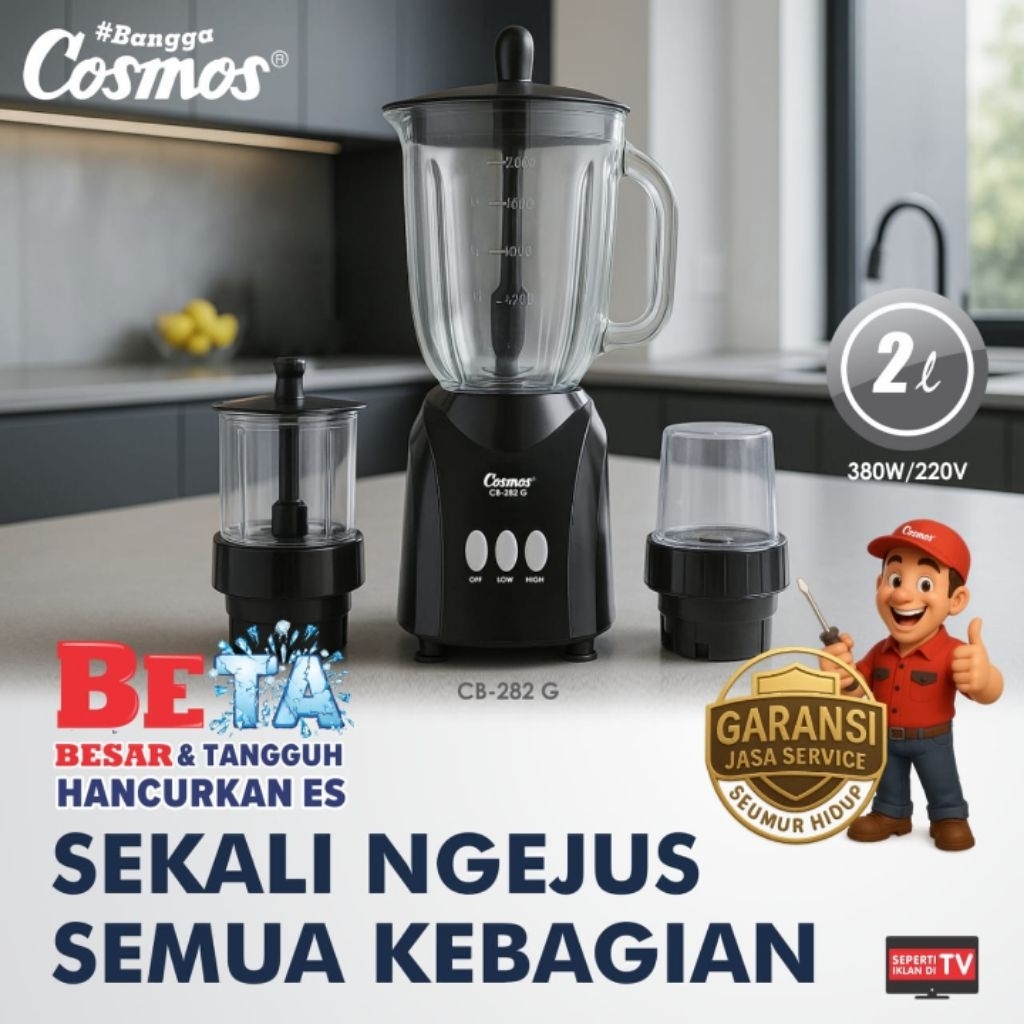 Jual BATAM - COSMOS CB282G CB 282 G blender 3 in 1 kaca 2 liter ...