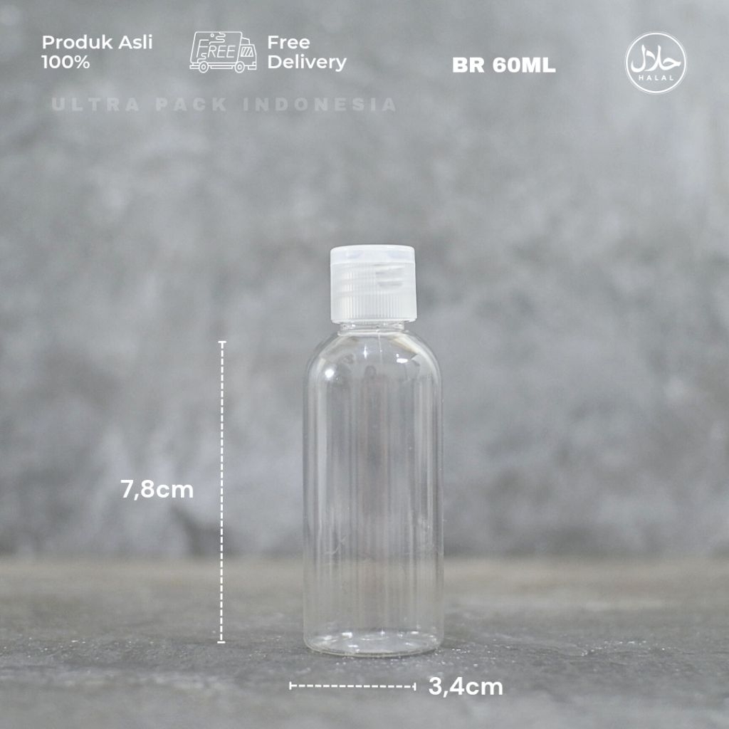 Jual KEMASAN BOTOL FLIPTOP ISI ULANG - BOTOL PET BR 60ML CLEAR + FLIP TOP | Shopee Indonesia