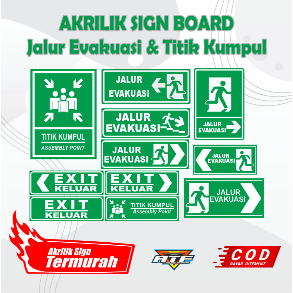 Jual Akrilik Jalur Evakuasi / Emergency Kit / Exit / Jalur Evakuasi ...