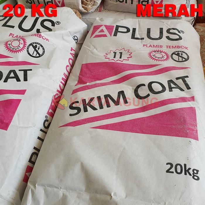 Jual Plamur Tembok APLUS Skim Coat 20 KG MERAH / A Plus Semen Plamir ...