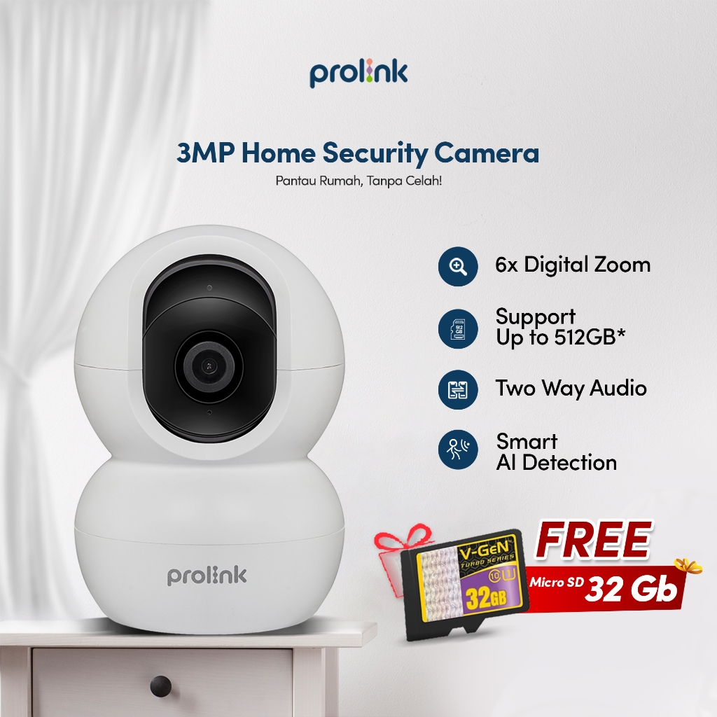 Jual Prolink 3MP 2K IP Cam CCTV WiFi | Free 32GB Micro SD | Full HD ...