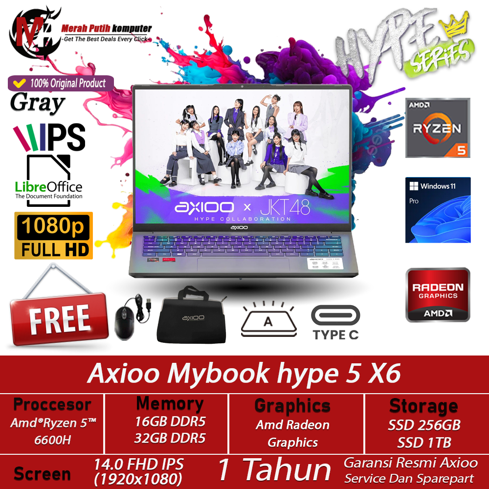 Jual Laptop AXIOO MyBook Hype 5 AMD X6 Ryzen 5 6600H 32GB DDR5 1TB SSD ...