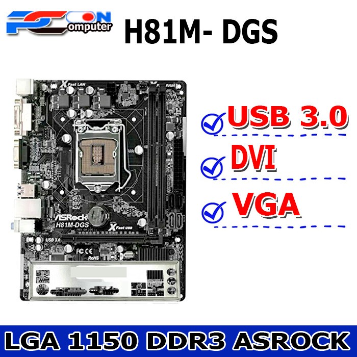 Jual Mobo Motheboard LGA 1150 DDR3 H81 ASROCK 2slot | Shopee Indonesia